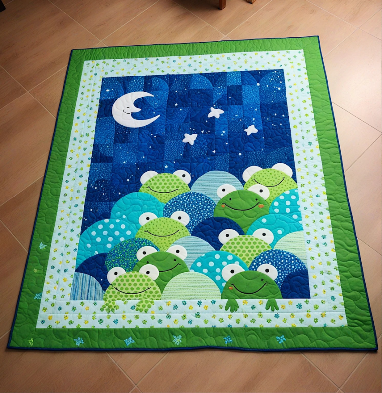 Frogs in the Moonlight (Printed Edition) - Easy Quilt Pattern